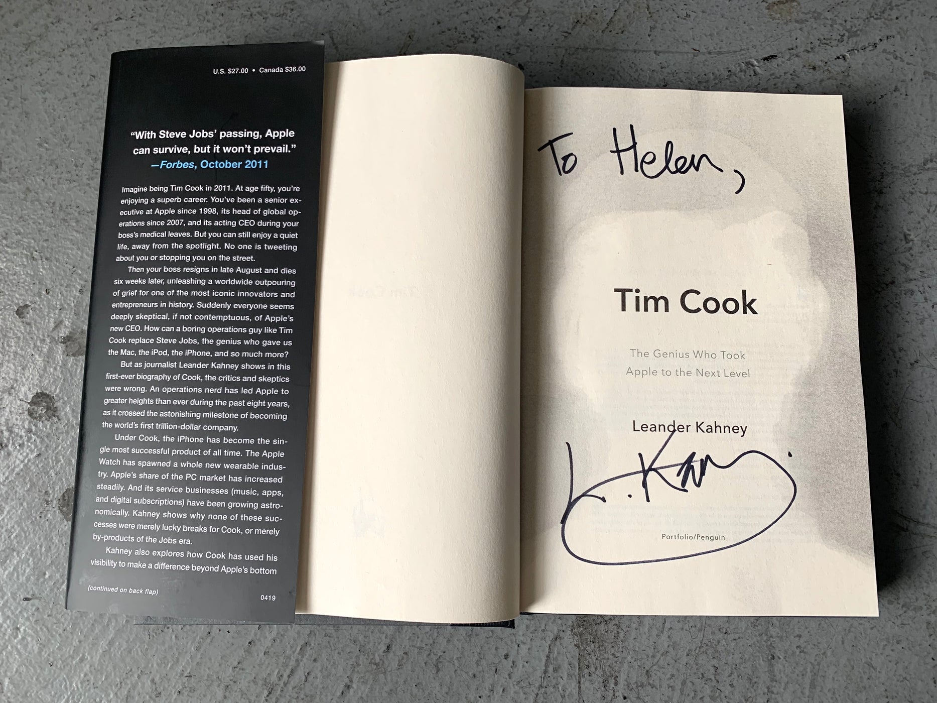 Signed copy of Tim Cook: The Genius Who Took Apple to the Next Level ...